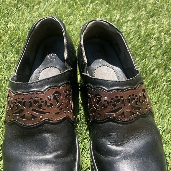 Ariat | Shoes | Ariat Black Leather Clogs Mules 75b | Poshmark